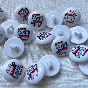 10x Cat Buttons, White or Clear, 15mm, Baby & Child, Picture Buttons ...