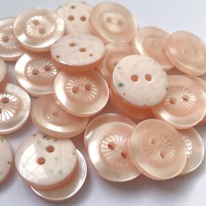 8x Blush Pink or Shell Pink Buttons With Etched Centres, 13mm or 16mm ...