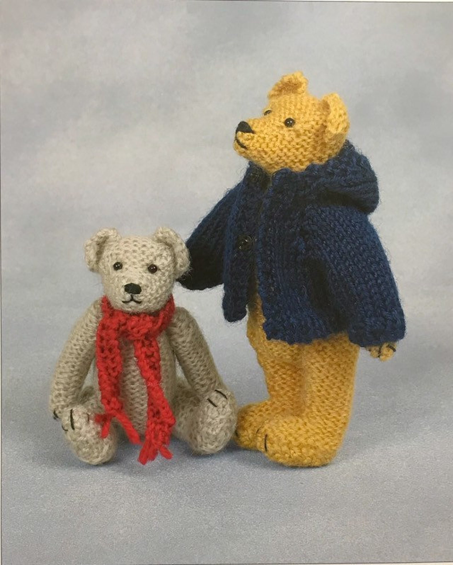 Teddy Bear Knitting Pattern Bear Scarf & Jacket 24cm High | Etsy