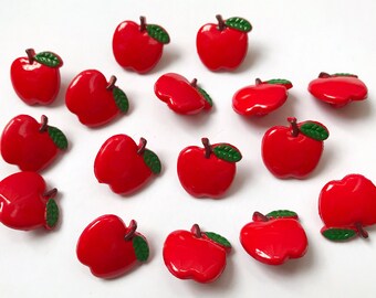Red Apple Buttons - Etsy