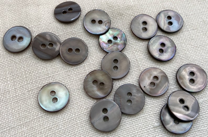 10x Smoke Grey Shell Buttons 13mm 14mm 15mm Dressmaking | Etsy