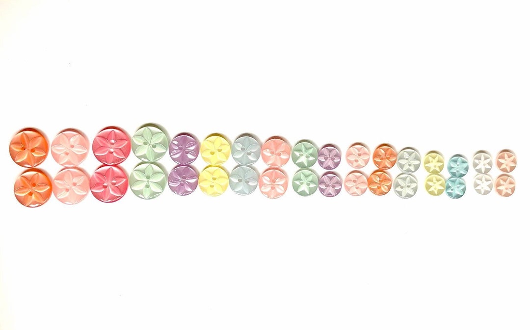 10x Round Star Buttons, Various Colours, 11mm, 14mm, 17mm, Dressmaking ...