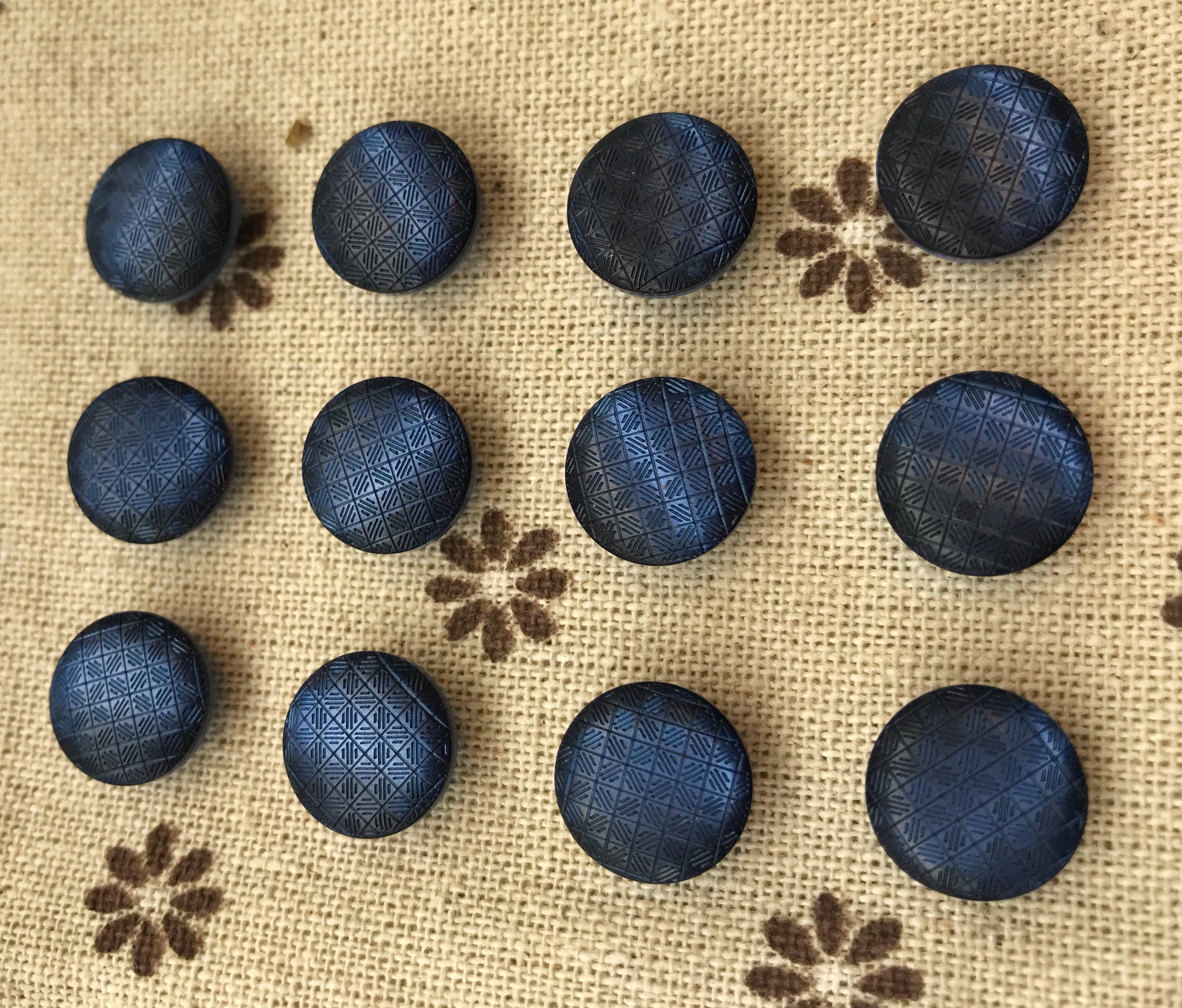 10 x Shank Buttons With Etched Design Navy Blue Dusky | Etsy