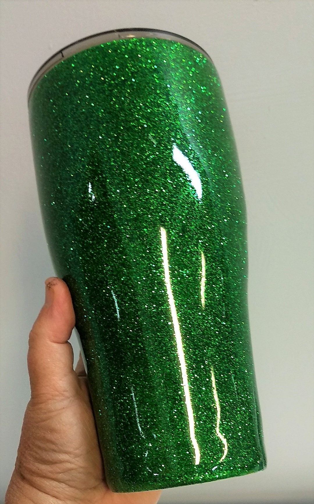 GREEN GLITTER Cup Awesome Green With Crystal Clear Hardcoat. FREE Ship ...