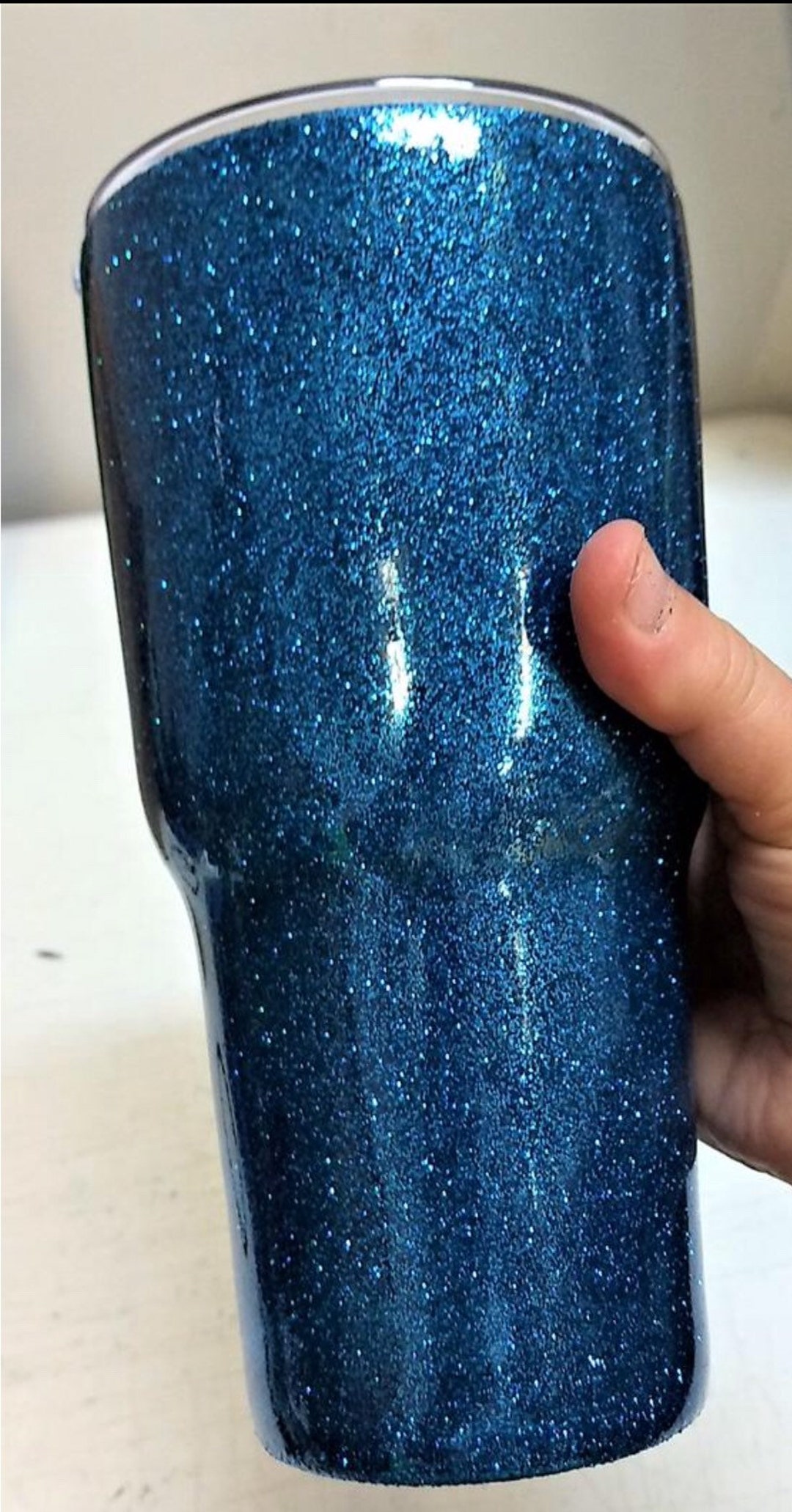 Awesome Sparkle BLUE Glitter Cup Tumbler Crystal Clear EPOXY FREE ...