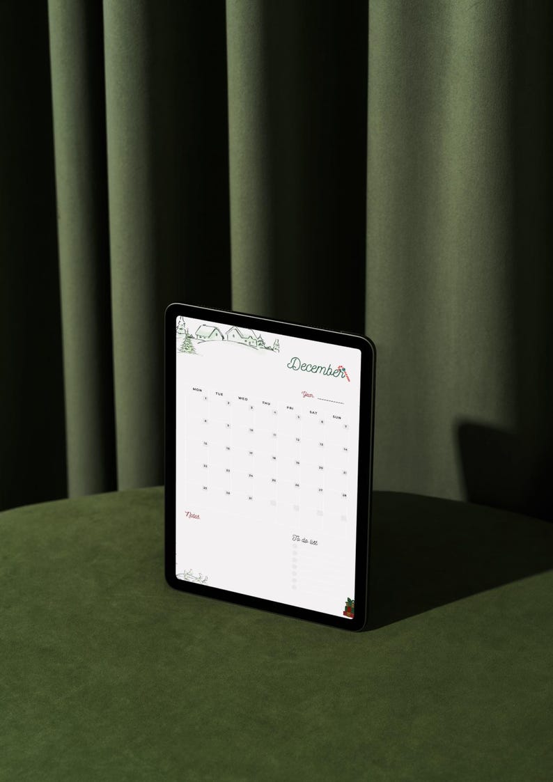 December Calendar Template | Winter Holiday Planner | Goodnotes Digital ...