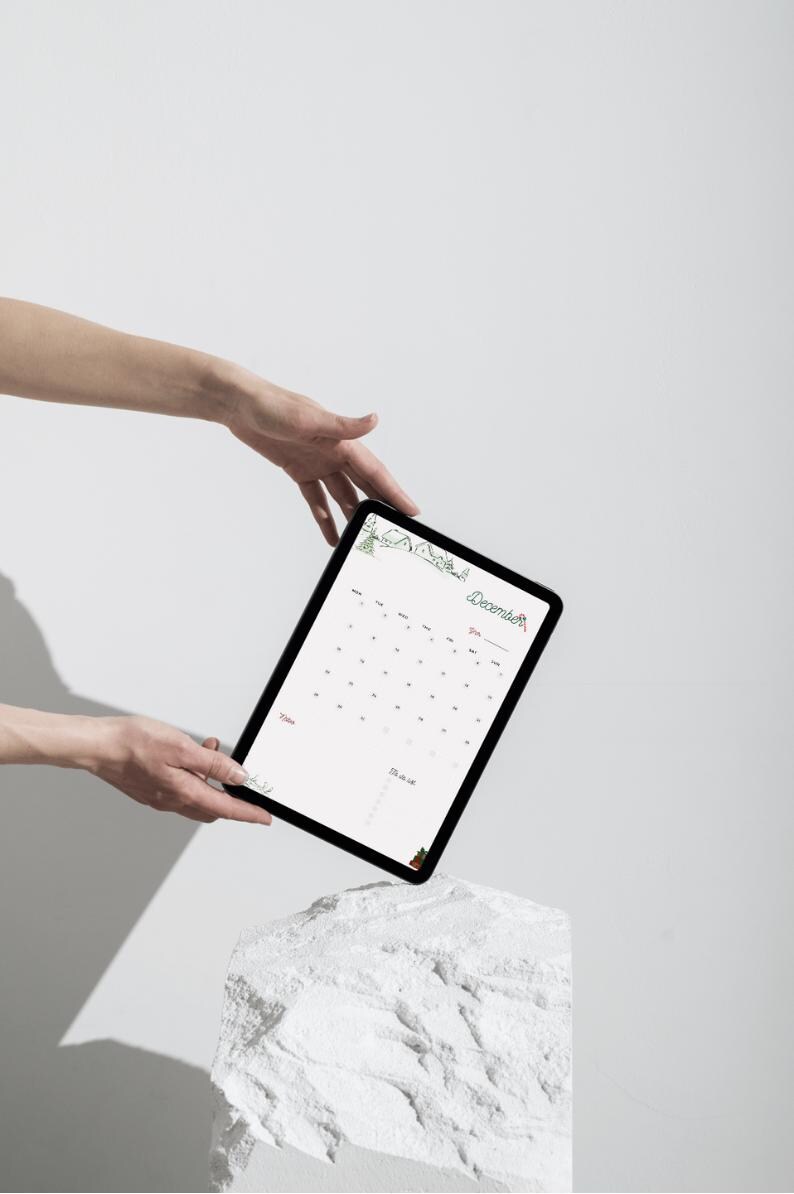 December Calendar Template | Winter Holiday Planner | Goodnotes Digital ...