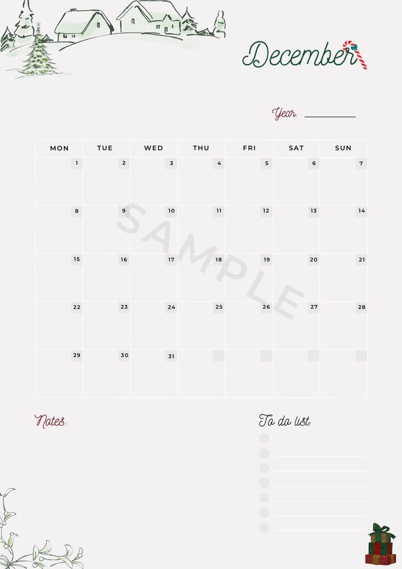 December Calendar Template | Winter Holiday Planner | Goodnotes Digital ...