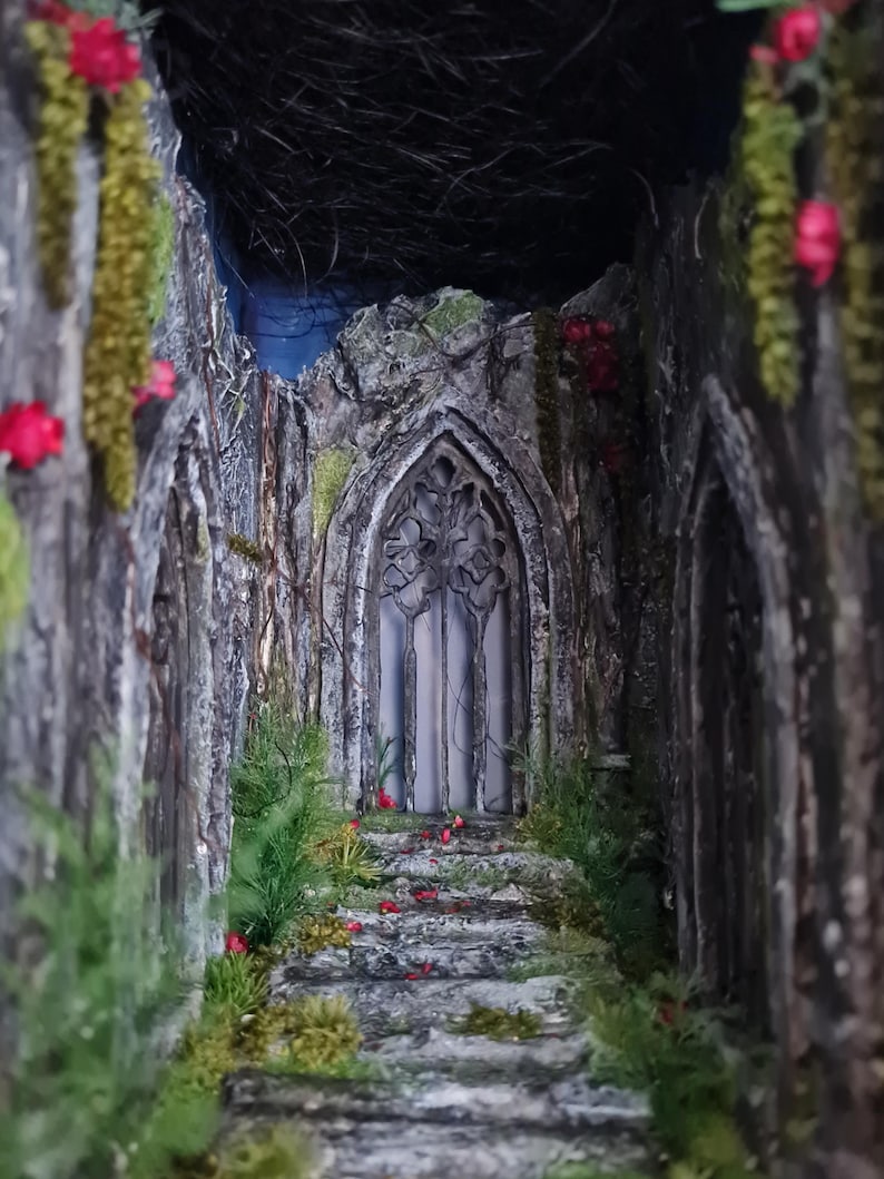 Forest Gothic Ruins Book Nook, Fantasy Diorama With LED Lights - Etsy