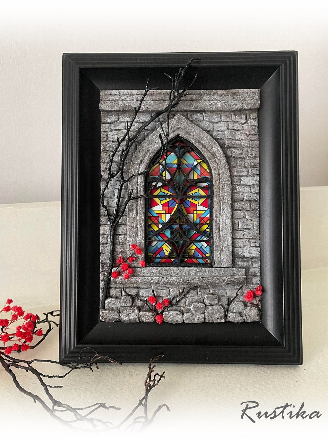 Black Gothic Window, Decorated Picture Frame, Gothic Window Decor, Goth ...