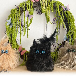 Miniature Fur Cat Figurine, Kitten Figurine, Kitten Plush, Stuffed Fur ...