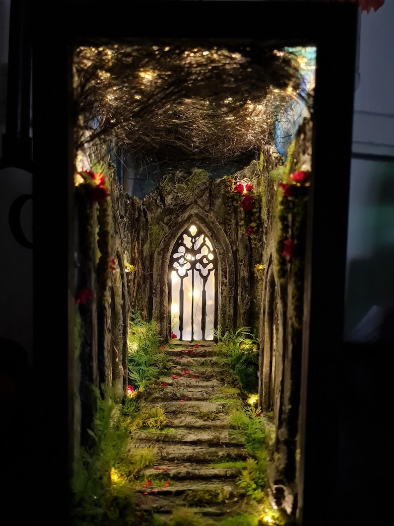 Forest Gothic Ruins Book Nook, Fantasy Diorama With LED Lights - Etsy