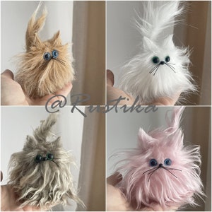 Miniature Fur Cat Figurine, Kitten Figurine, Kitten Plush, Stuffed Fur ...