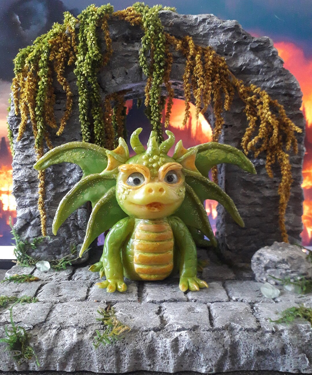 Baby Dragon Figure, OOAK Baby Dragon, Green Baby Dragon, Baby Dragon ...