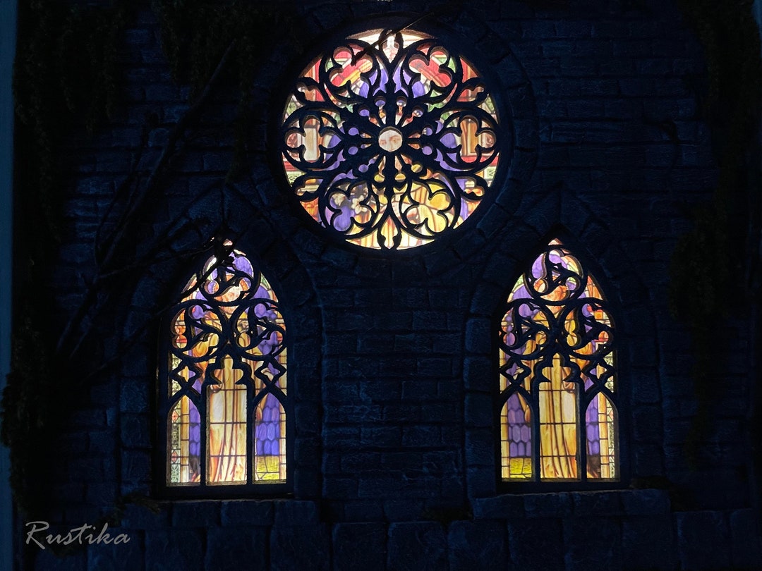 Gothic Windows Frame, Framed Decor, Gothic Shelf / Desk Decor, Gothic ...