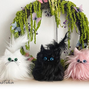 Miniature Fur Cat Figurine, Kitten Figurine, Kitten Plush, Stuffed Fur ...