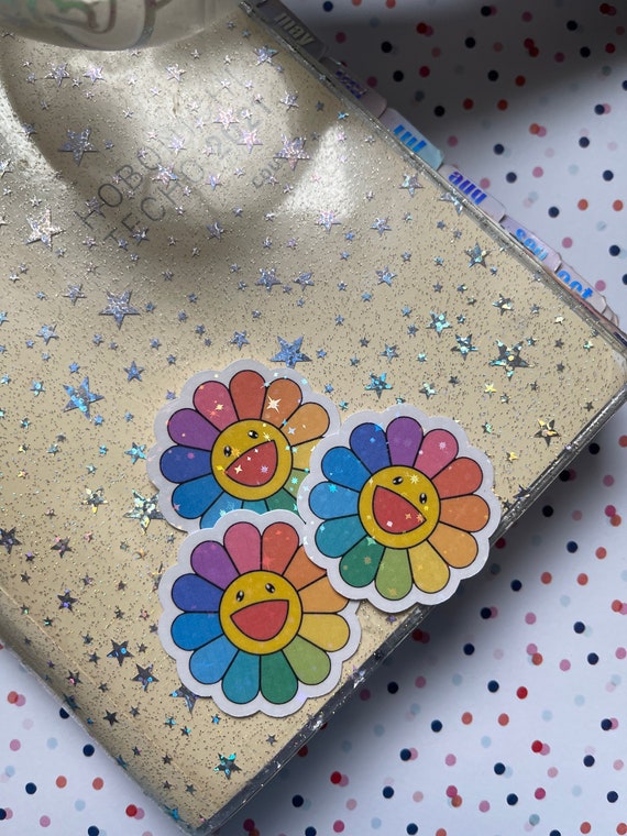 Hobi Core Flowers Sparkly Sticker Set | Etsy