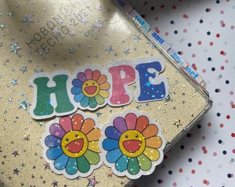 Hobi Core Flowers Sparkly Sticker Set | Etsy