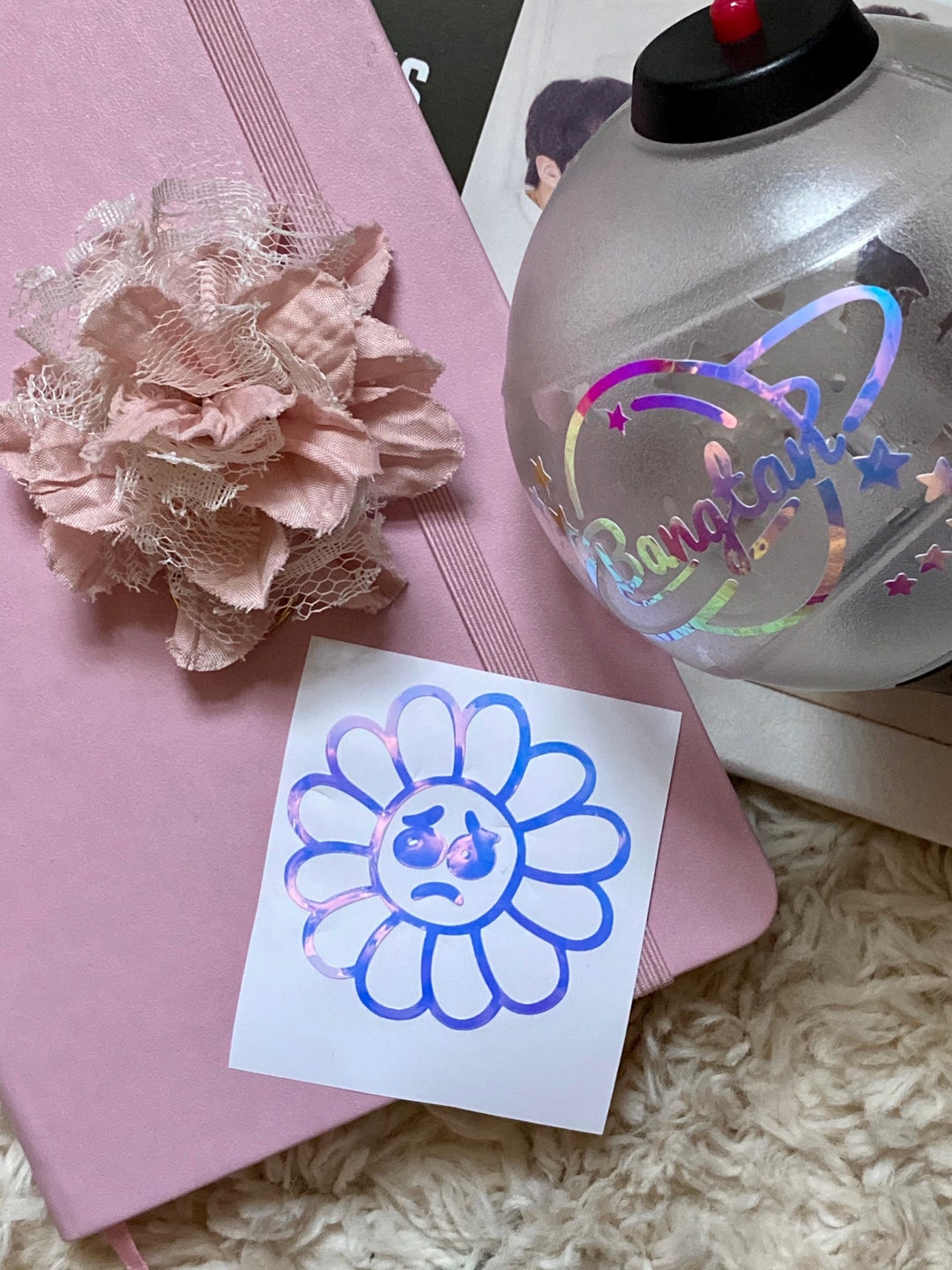 Hobi Flower White Opal Holographic Decal BTS Stickerbtss Merch bts ...