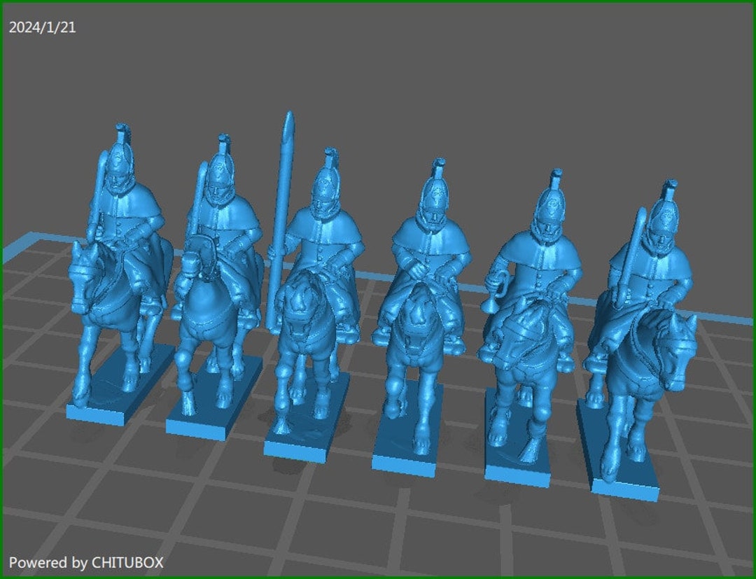 15mm w Epic Size Russian Heavy Cavalry Rgt 1812-15 With Cloak 6 Minis ...
