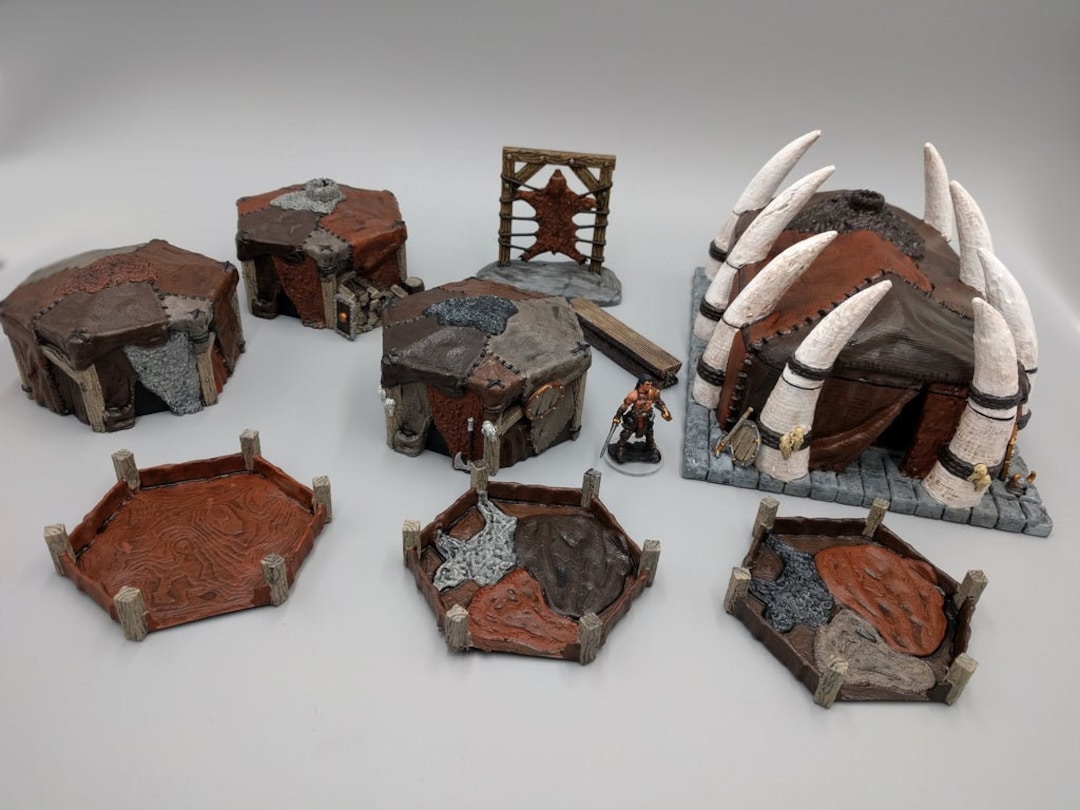 Complete Set of the Hero's Hoard Barbarian Village - DND - Pathfinder ...