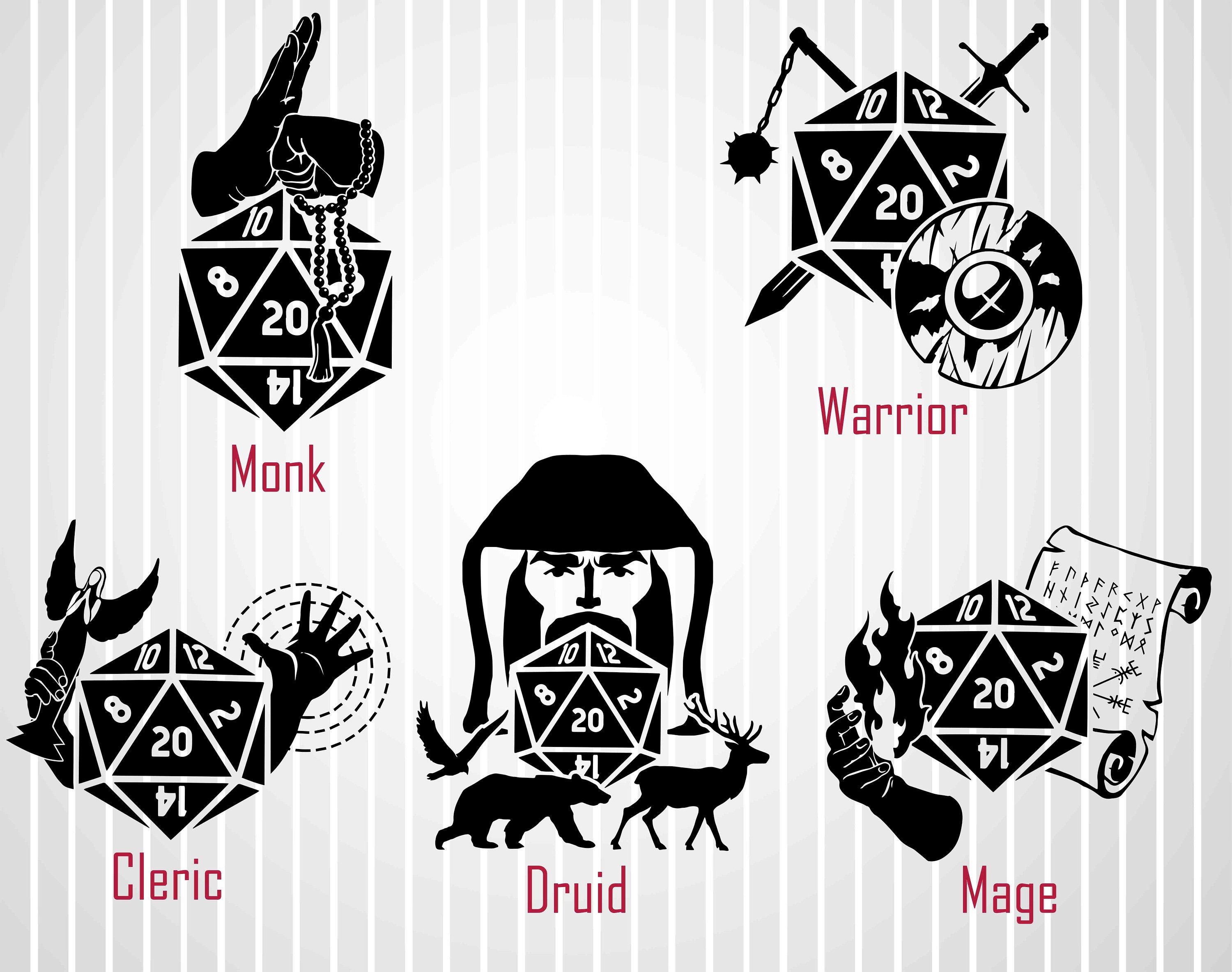 Dungeons and Dragons Class Icons With D20 Multiple Designs | Etsy