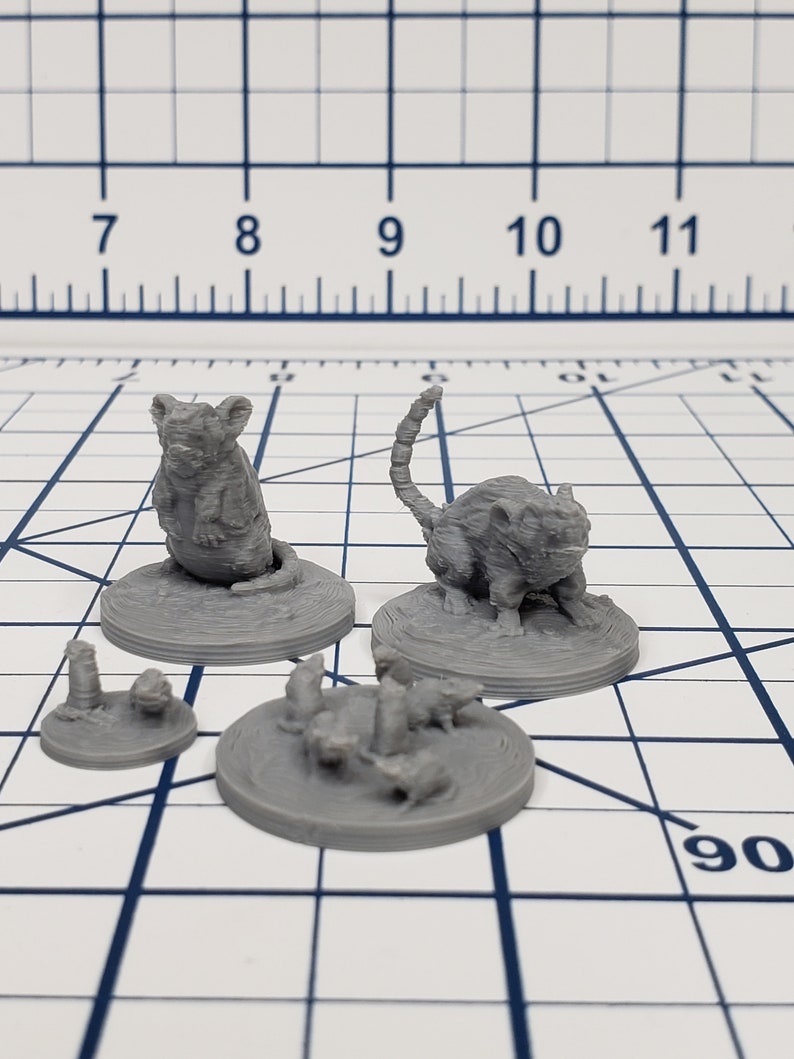 Rats Set of 4 Minis DND Pathfinder RPG Dungeon & | Etsy