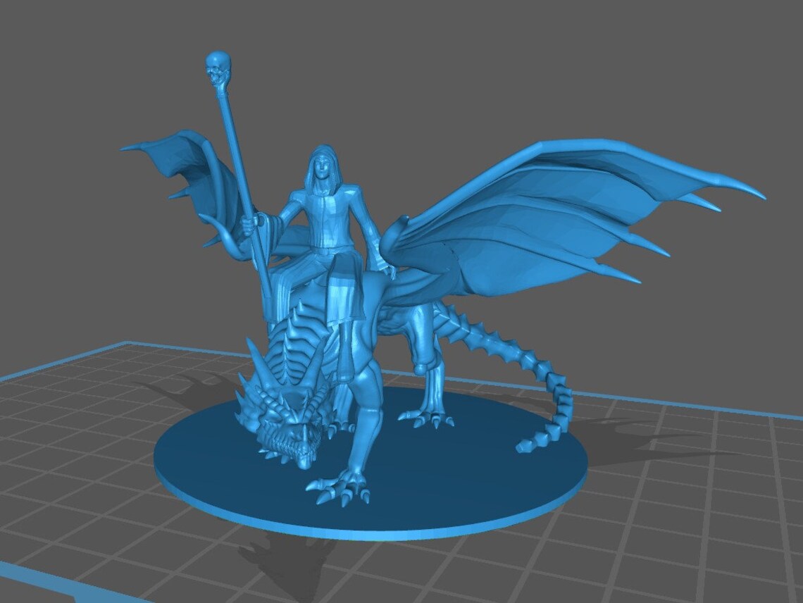 Necromancer Mounted on Undead Dragon Mini DND Pathfinder - Etsy