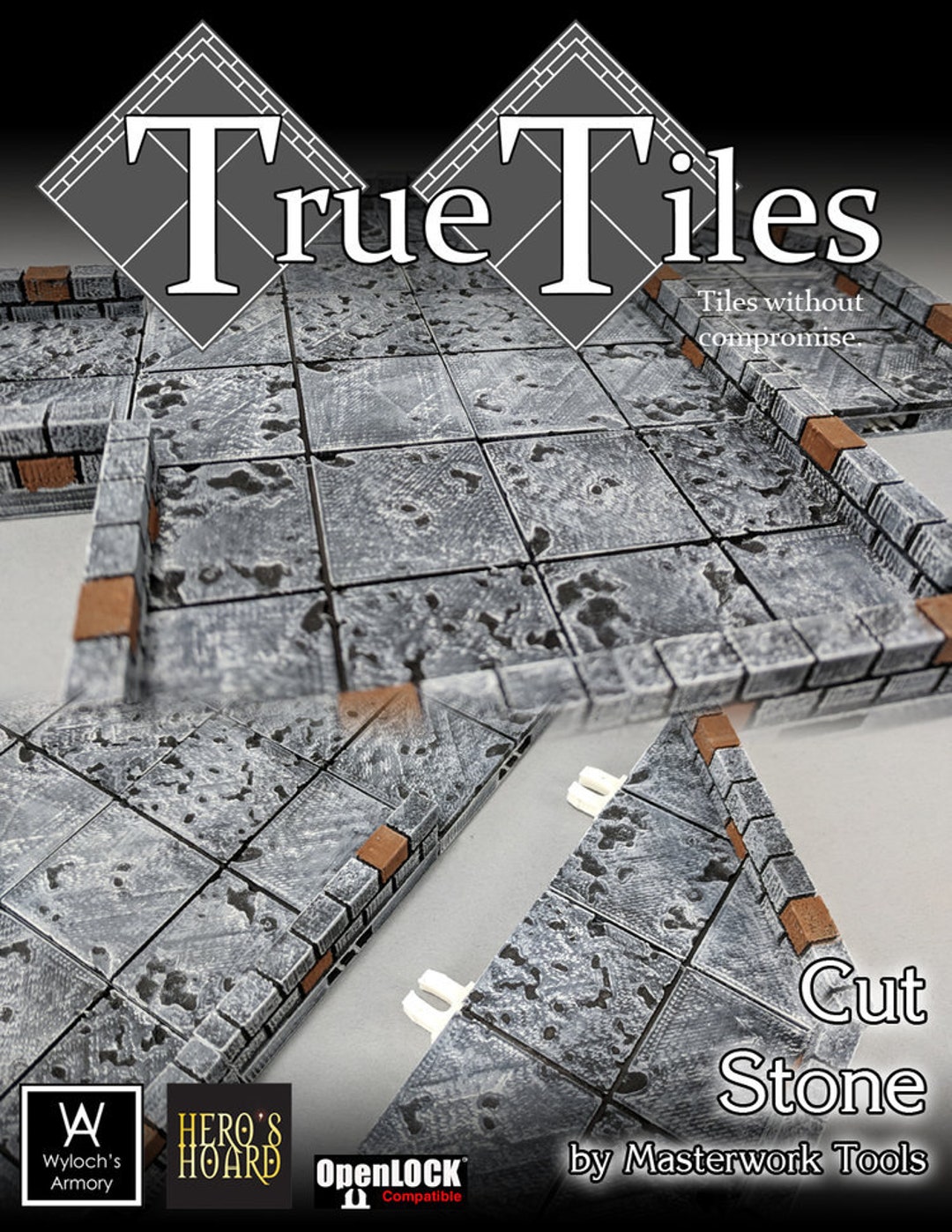 True Tiles - Cut Stone Premium Set 125 Tiles! - Openlock - DND - Pathfinder - Dungeons & Dragons ...