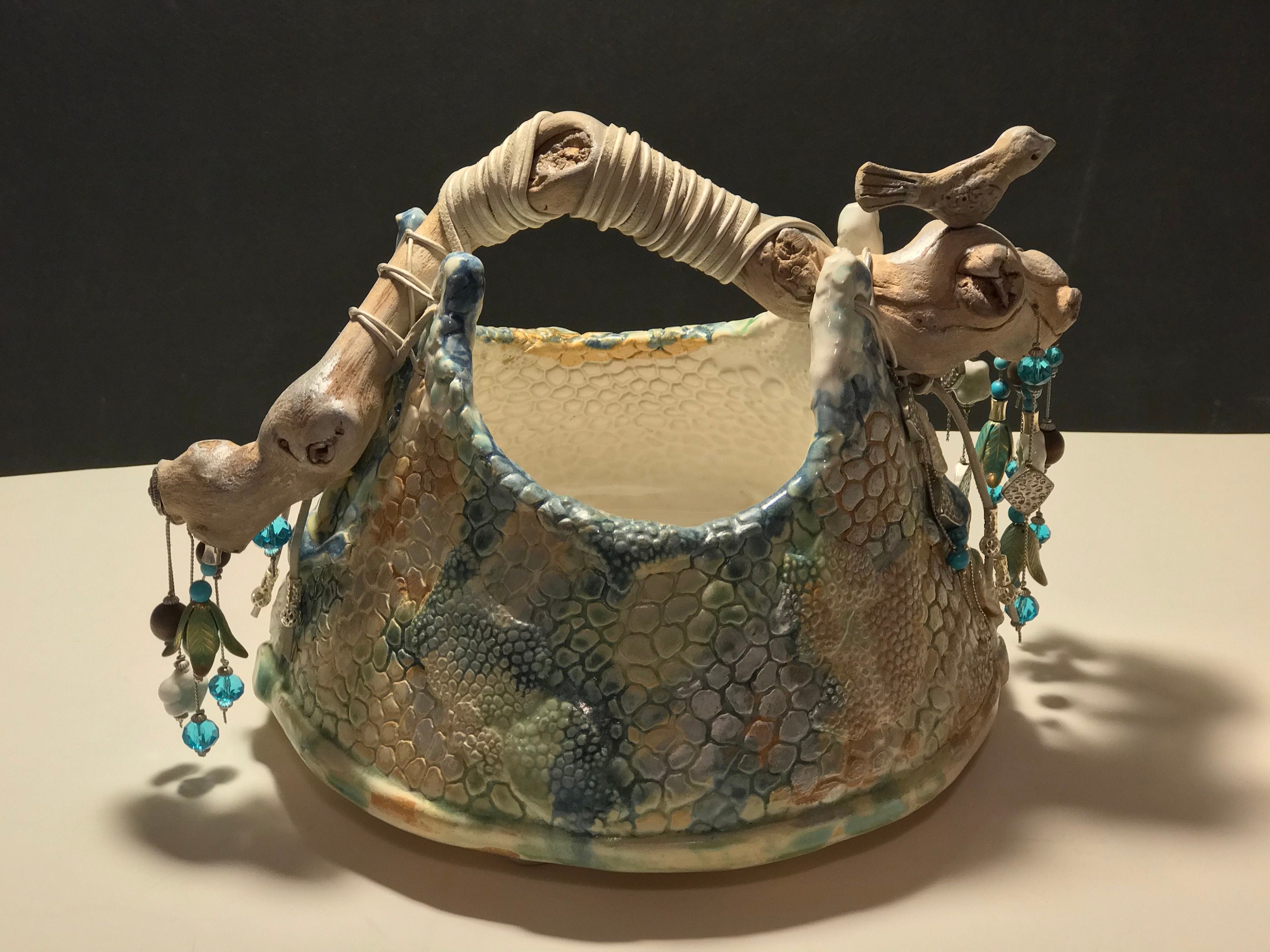 Ceramic Basket Handmade Pottery; Plant or Flower Container With a ...