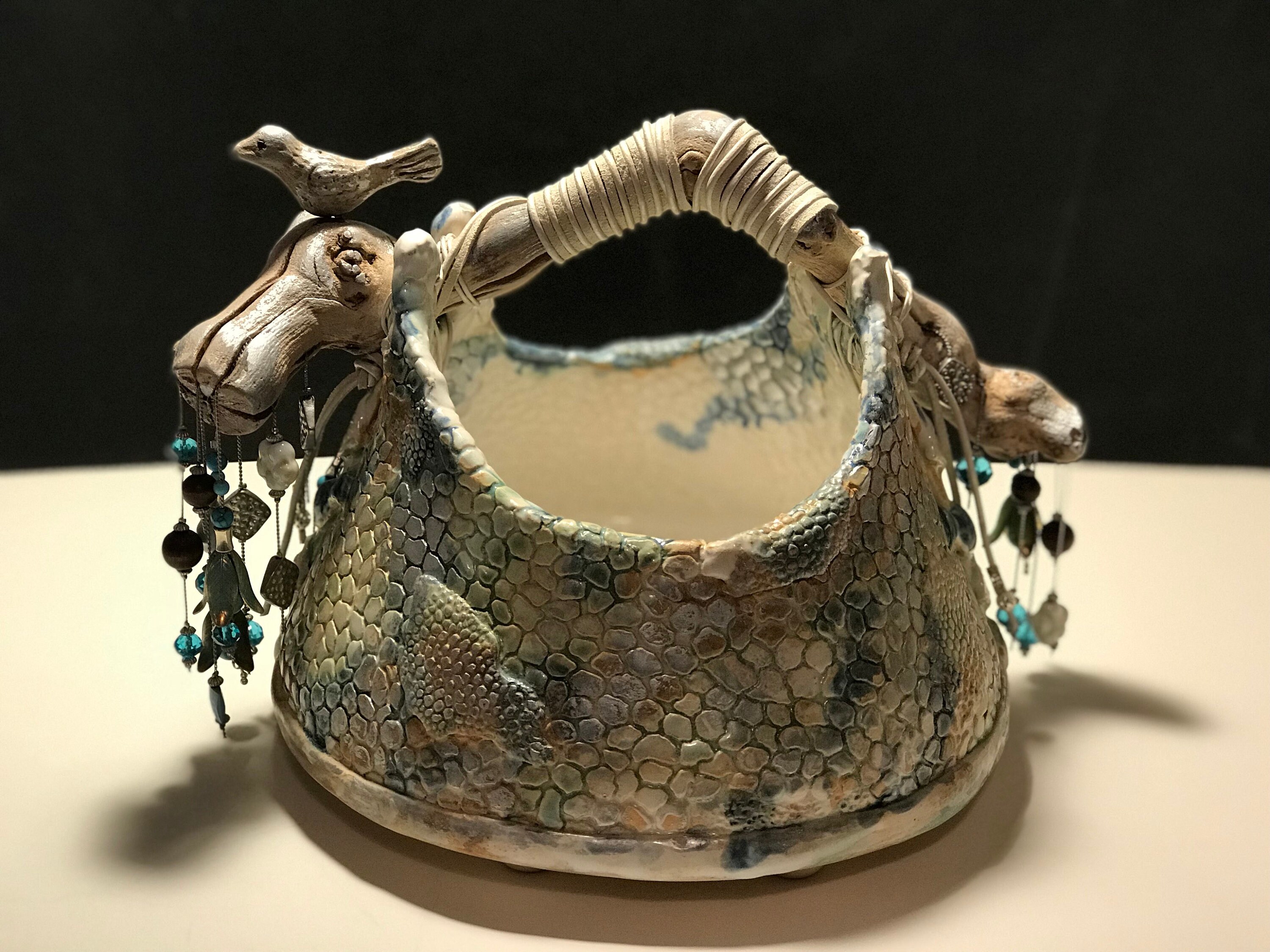 Ceramic Basket Handmade Pottery; Plant or Flower Container With a ...