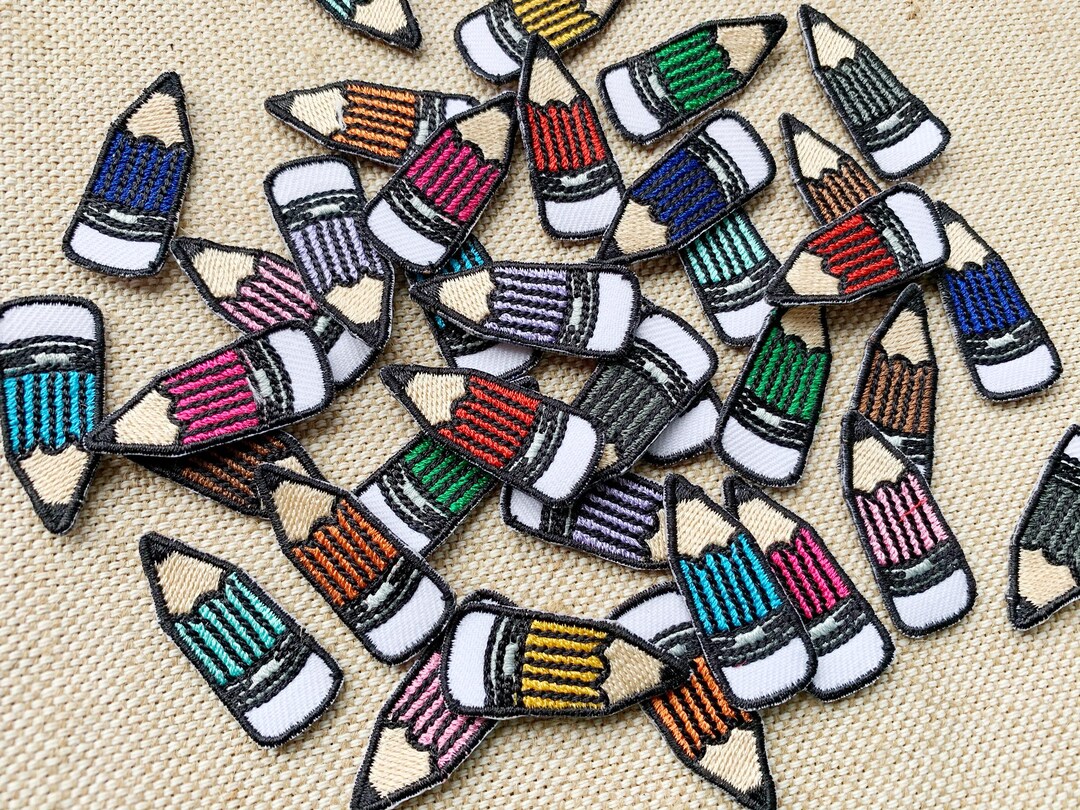 3 Pc Cute Pencil Iron on Patch Embroidery Iron on Patches Applique ...