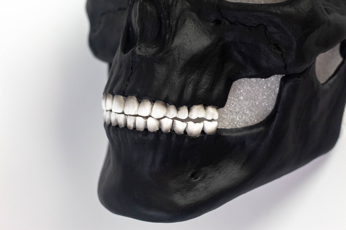 Skull Mask Full Face With Movable Jaw Black Finish - Etsy