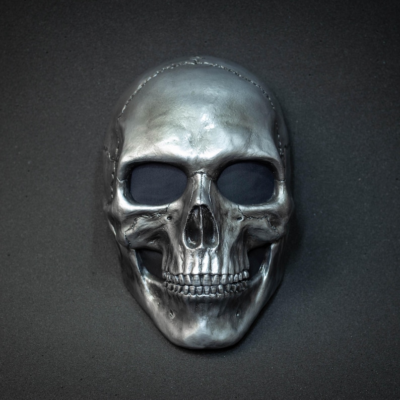 Human Skull Mask Full Face With Realistic Teeth and Silver Shape - Etsy