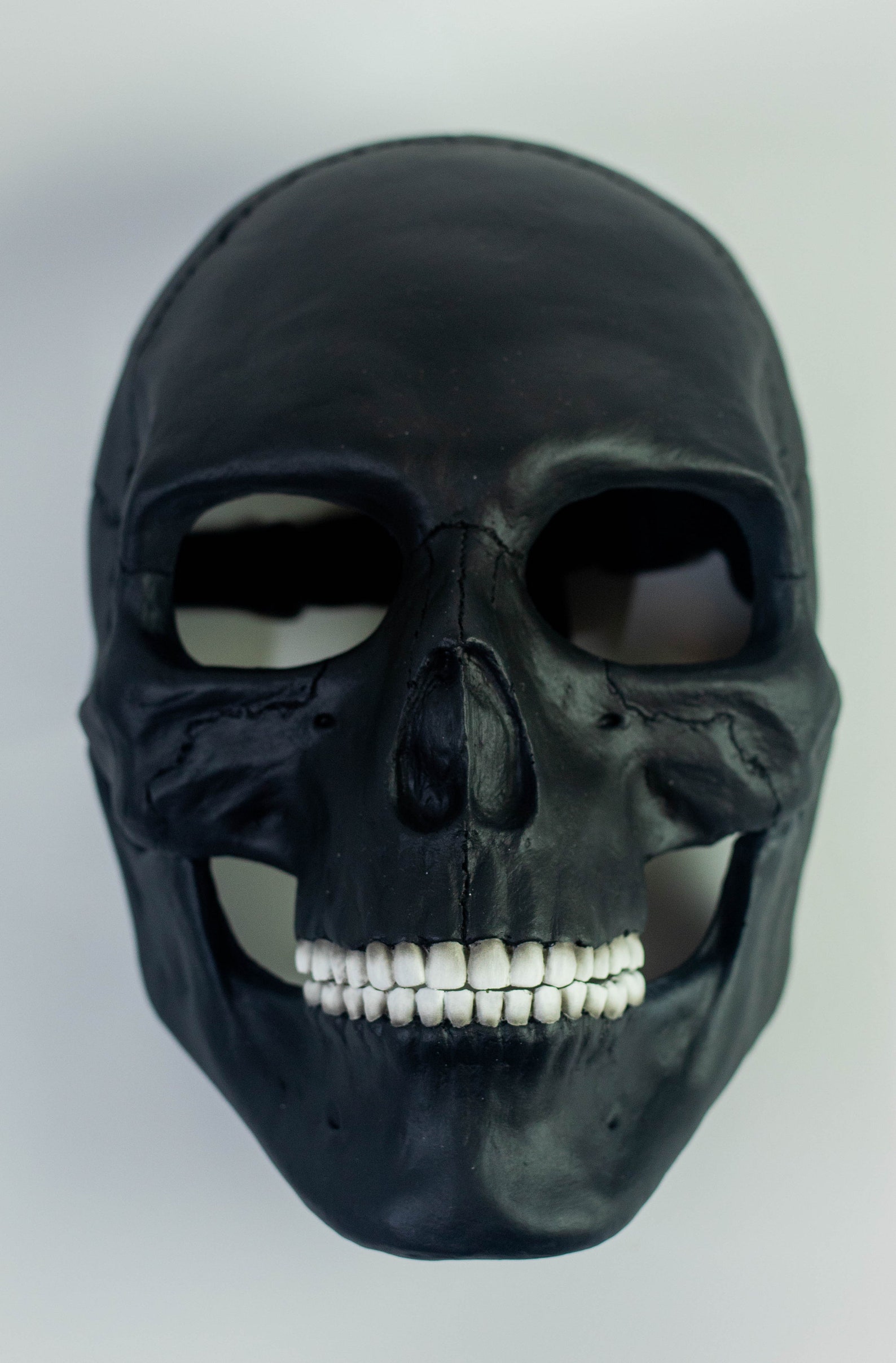 Skull Mask Full Face With Movable Jaw Black Finish - Etsy
