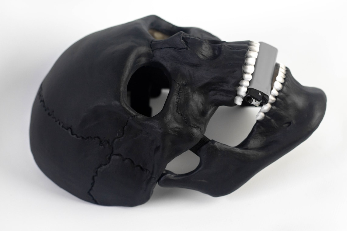 Skull Mask Full Face With Movable Jaw Black Finish - Etsy