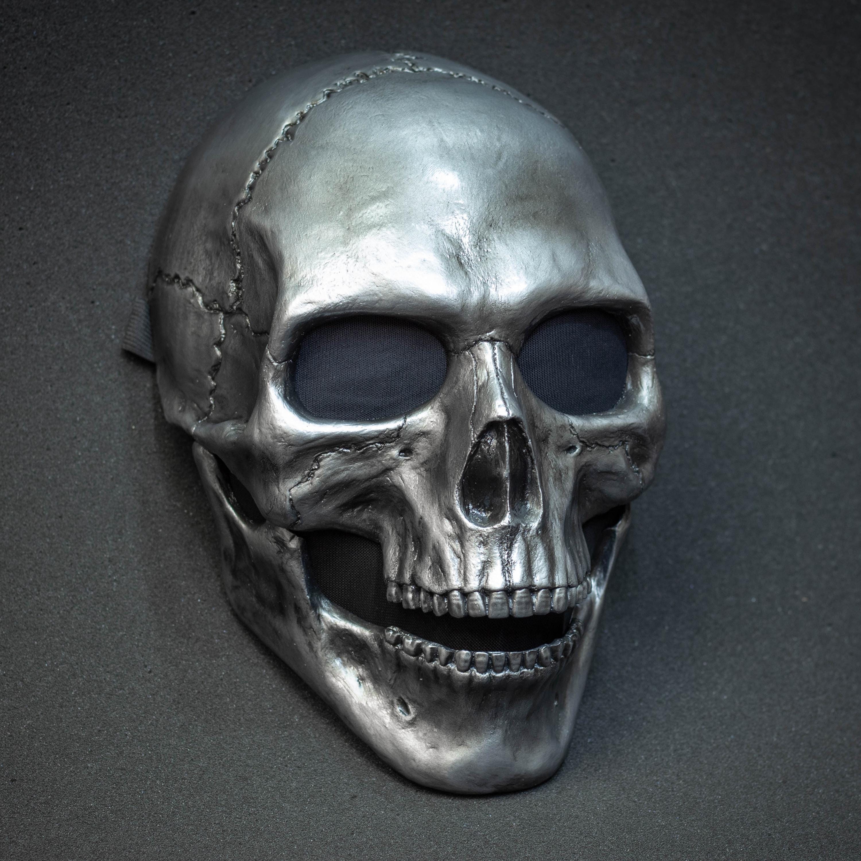 Human Skull Mask Full Face With Realistic Teeth and Silver Shape - Etsy