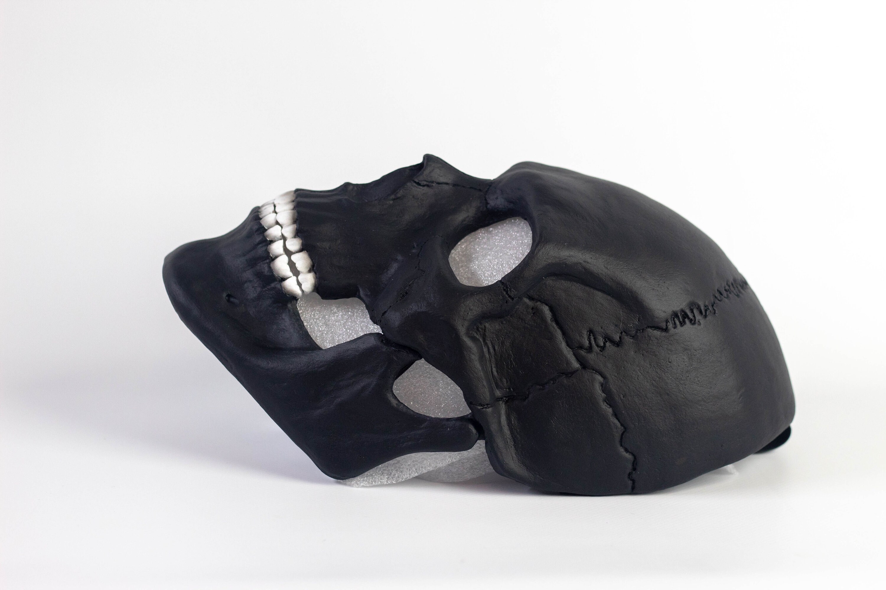 Skull Mask Full Face With Movable Jaw Black Finish - Etsy