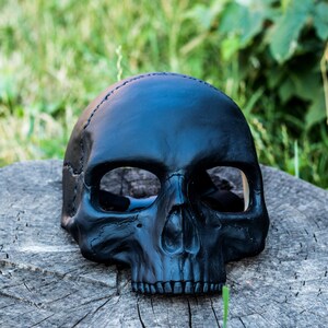 Human Skull Mask Half Face With Realistic Teeth and Matted Black Shape ...