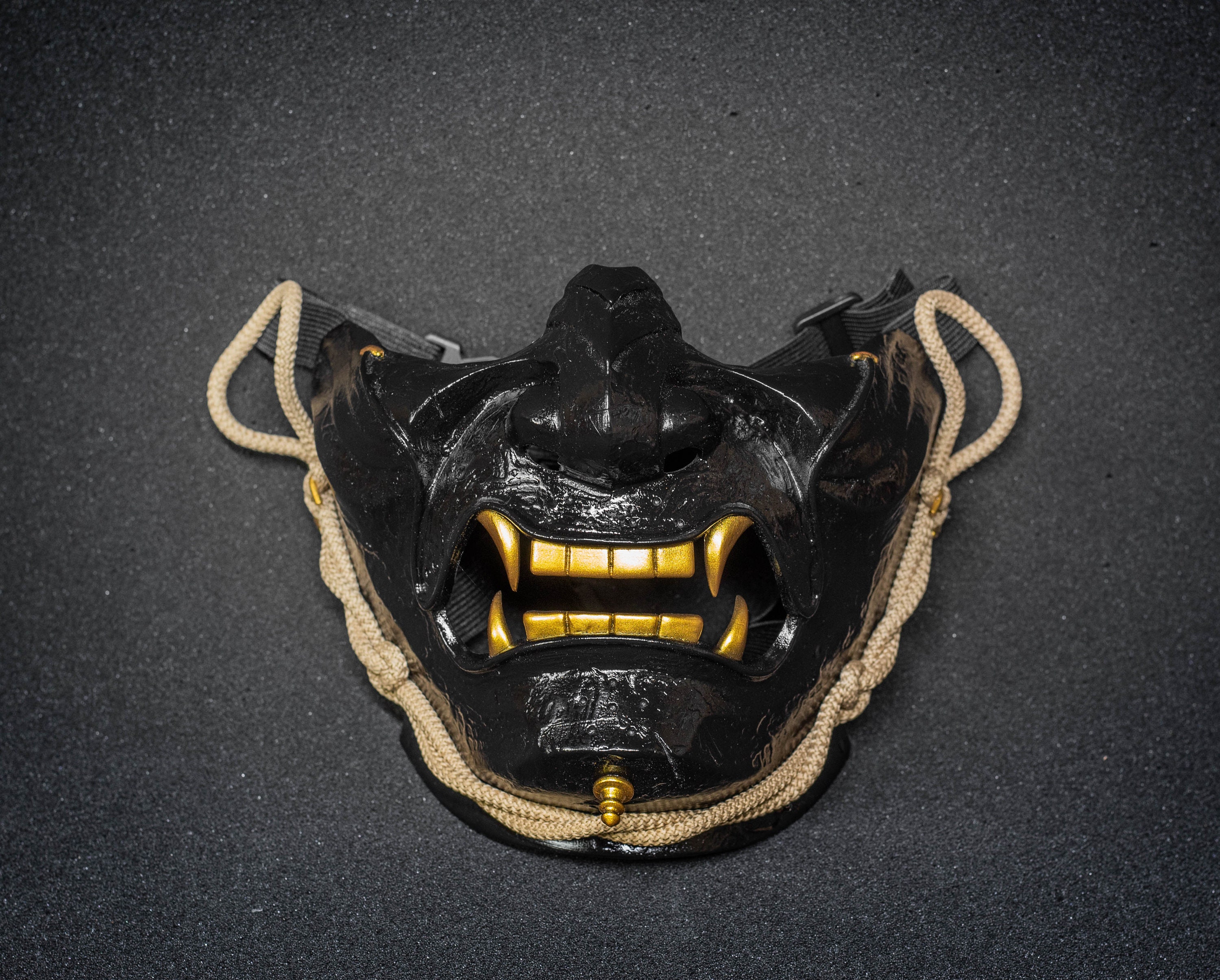Ghost of Tsushima Mask . Menpo Demon Mask Black Texture - Etsy