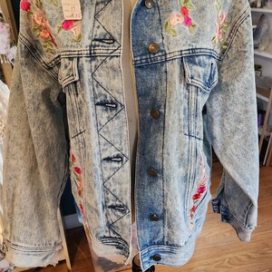 Jean Jacket Rose Applique - Etsy