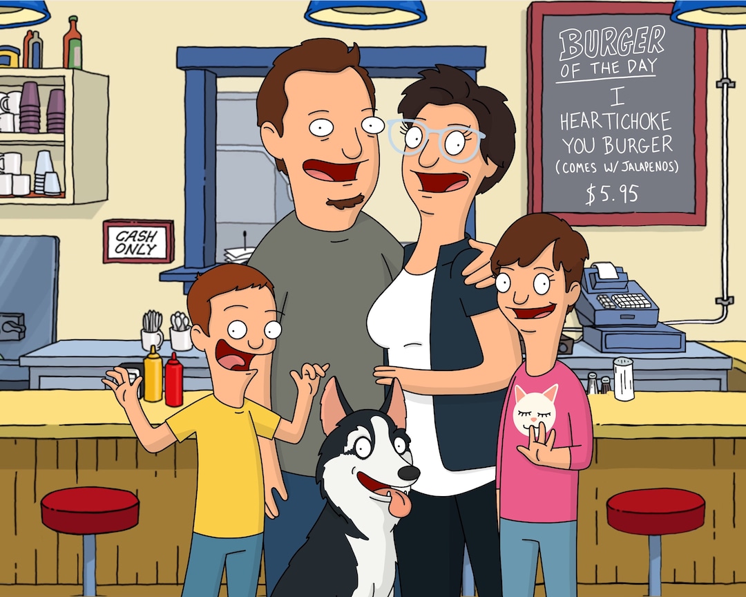 Bob's Burgers, Cartoon Style Custom Portrait Order. BEST AVAILABLE ...