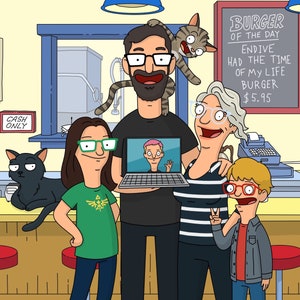 Bob's Burgers Custom Family Portrait: Animated Cartoon Style (digital ...