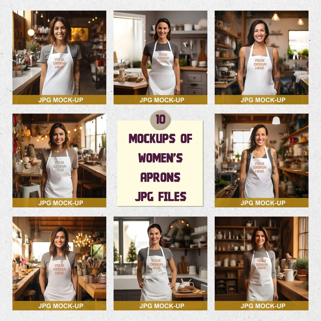 White Woman Apron Mockup, Kitchen Apron Mockup, Chef Apron Mockup ...