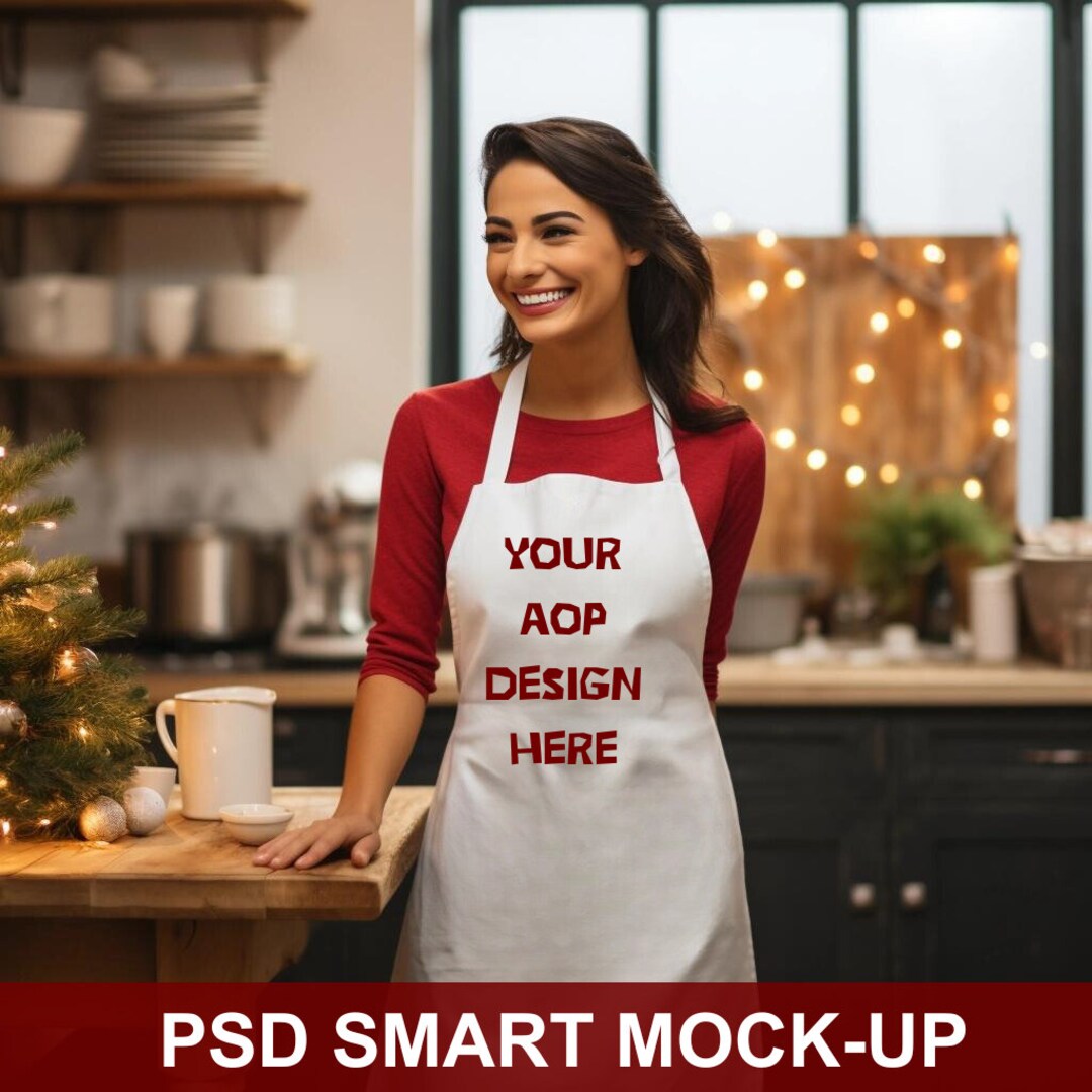 All Over Print Apron Mockup, Editable Photo Mockup, White Apron With ...