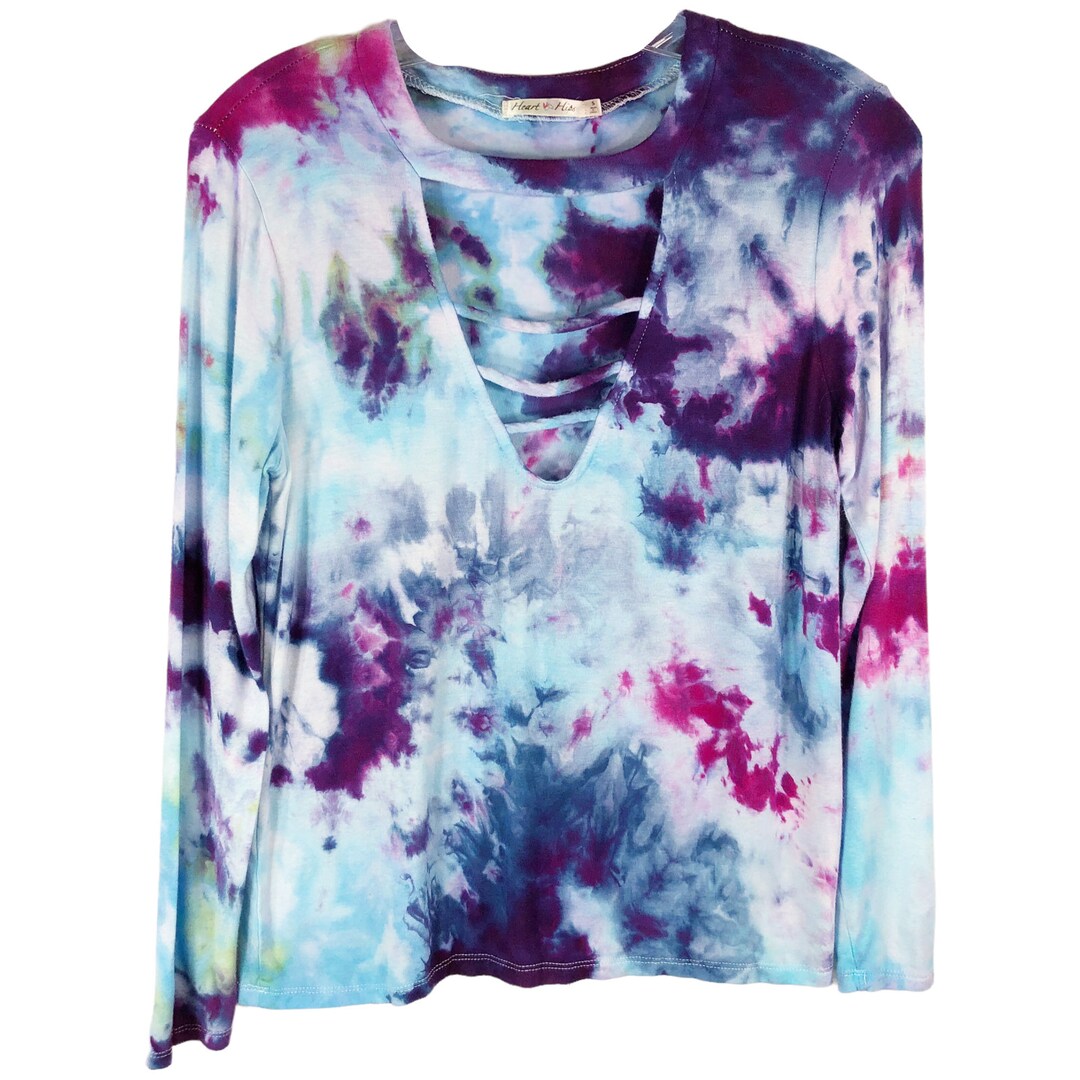 Big Sky Tie Dyed Heart Hips Small Top Handmade Tie Dye Purple Blue ...