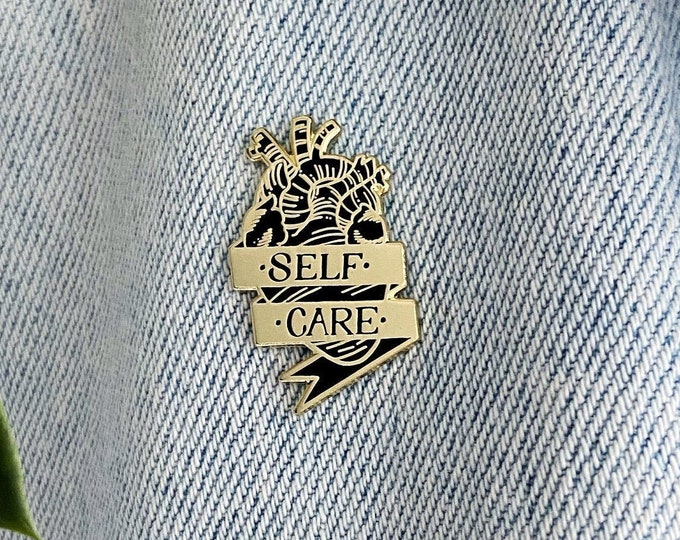 Self Care Anatomical Heart Enamel Pin Gold Plated - Etsy
