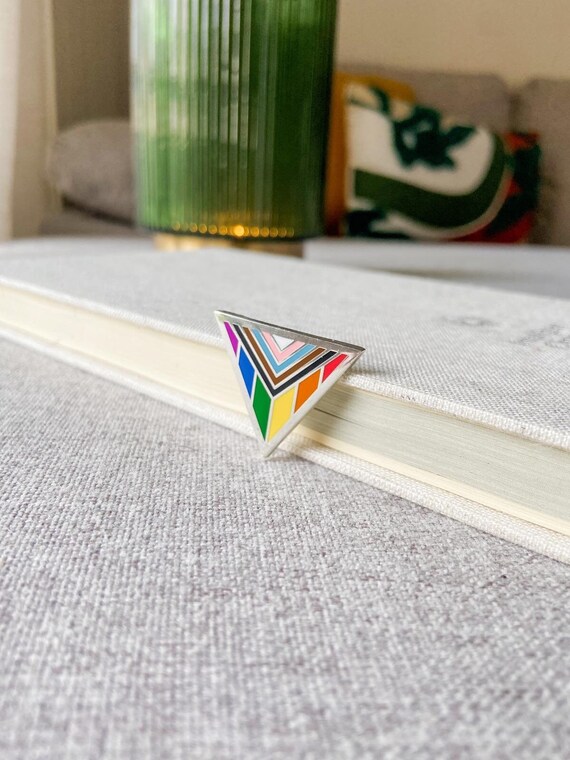 Queer Pride Flag Enamel Pin Silver Plated Progressive Pride - Etsy