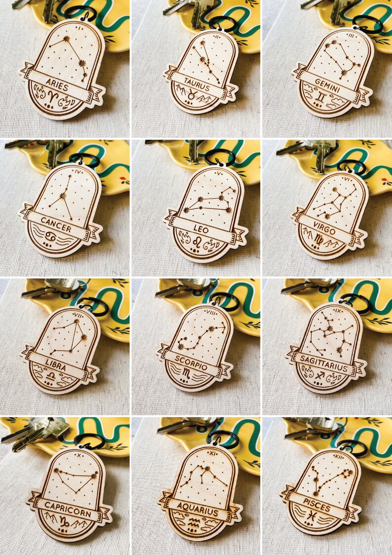 Zodiac Constellation Keychain Zodiac Sign Keychains - Etsy