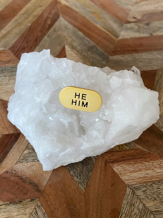 HE HIM pronoun enamel pin Matte gold Plated | Etsy
